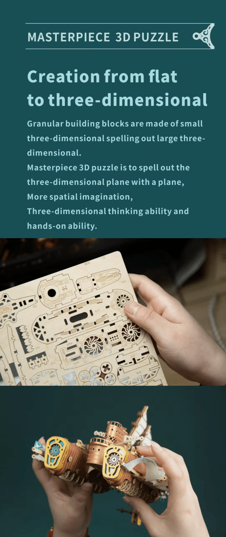 wooden 3D Puzzle Ship - Steampunk Nautical Adventure Model